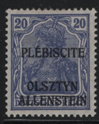 Allenstein 1920 MH Sc 5 Plebiscite overprint on 20pf Germania | Europe ...