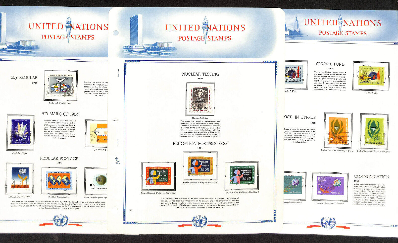 United Nations Stamp Collection in White Ace Album, Mint NH, 1951-1982 ...