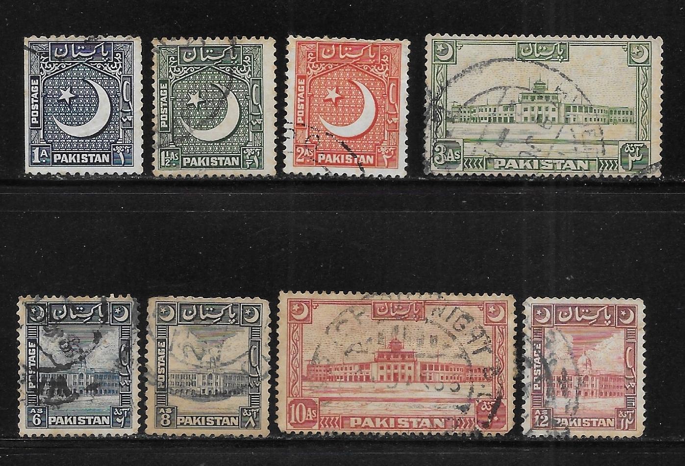 Pakistan 47-54 1949-53 Definitives set Used 2022 Scott c.v. $10.75 ...