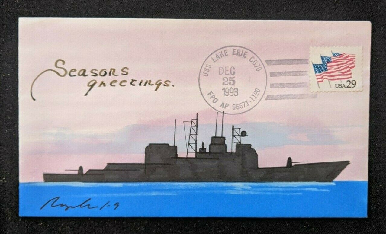 1993 USS Lake Erie CG70 FPO AP Hand Painted Cover | United States ...