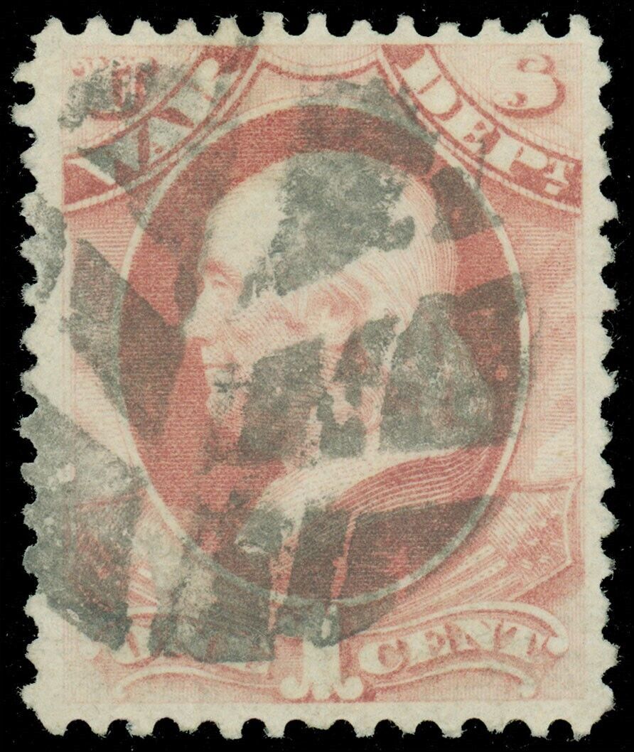 US Scott #O83 1¢ WAR DEPARTMENT OFFICIAL, "3 TIER LEAF" Fancy Cancel ...