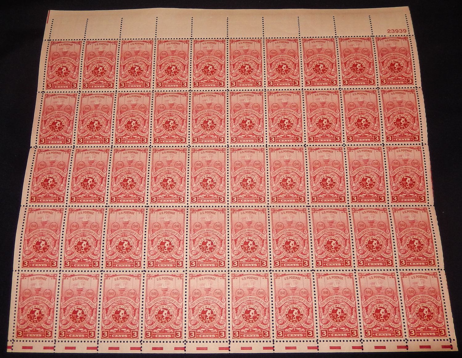 US #979 3c Turners Society, Full Sheet, F/VF OG NH or better post ...