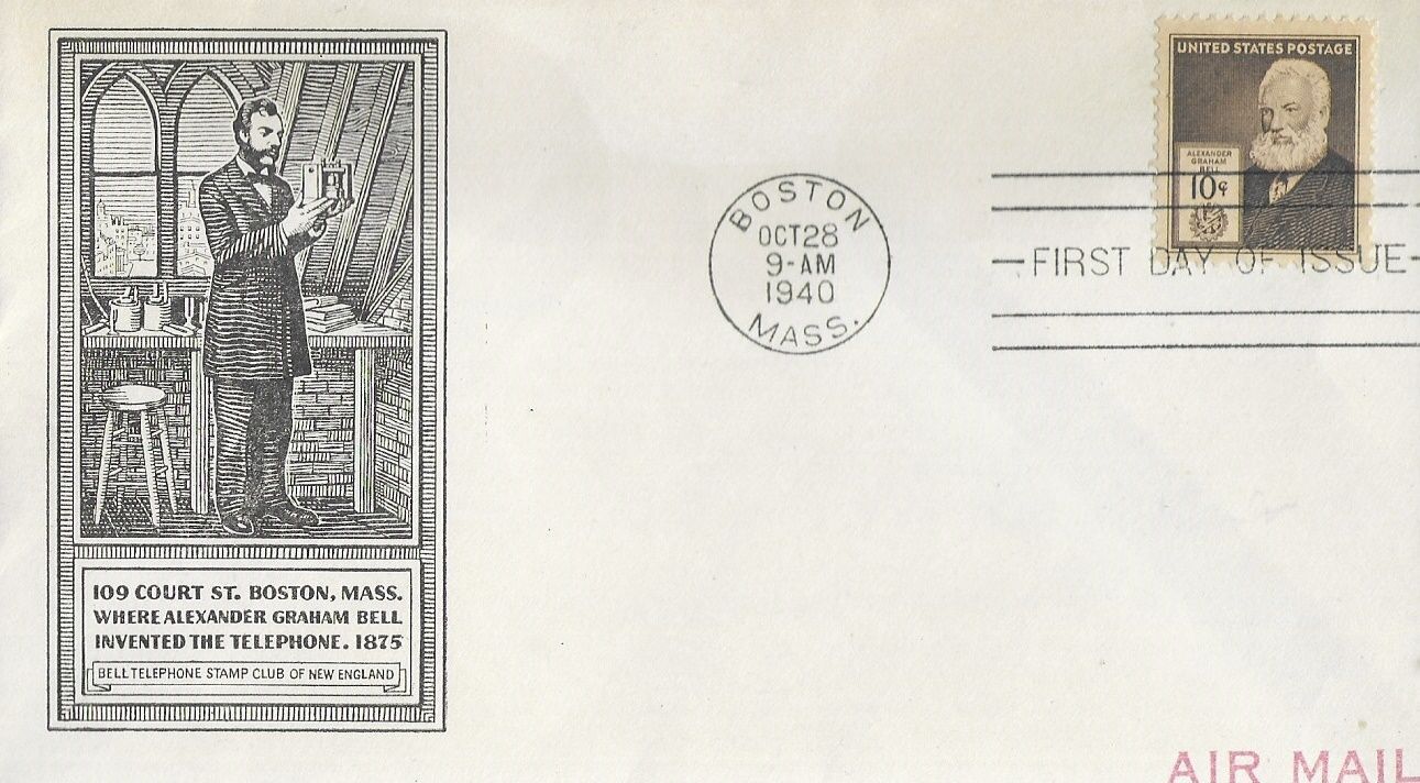 1940 FDC, #893, 10c Alexander Graham Bell, 1st Bell Telephone Stamp ...