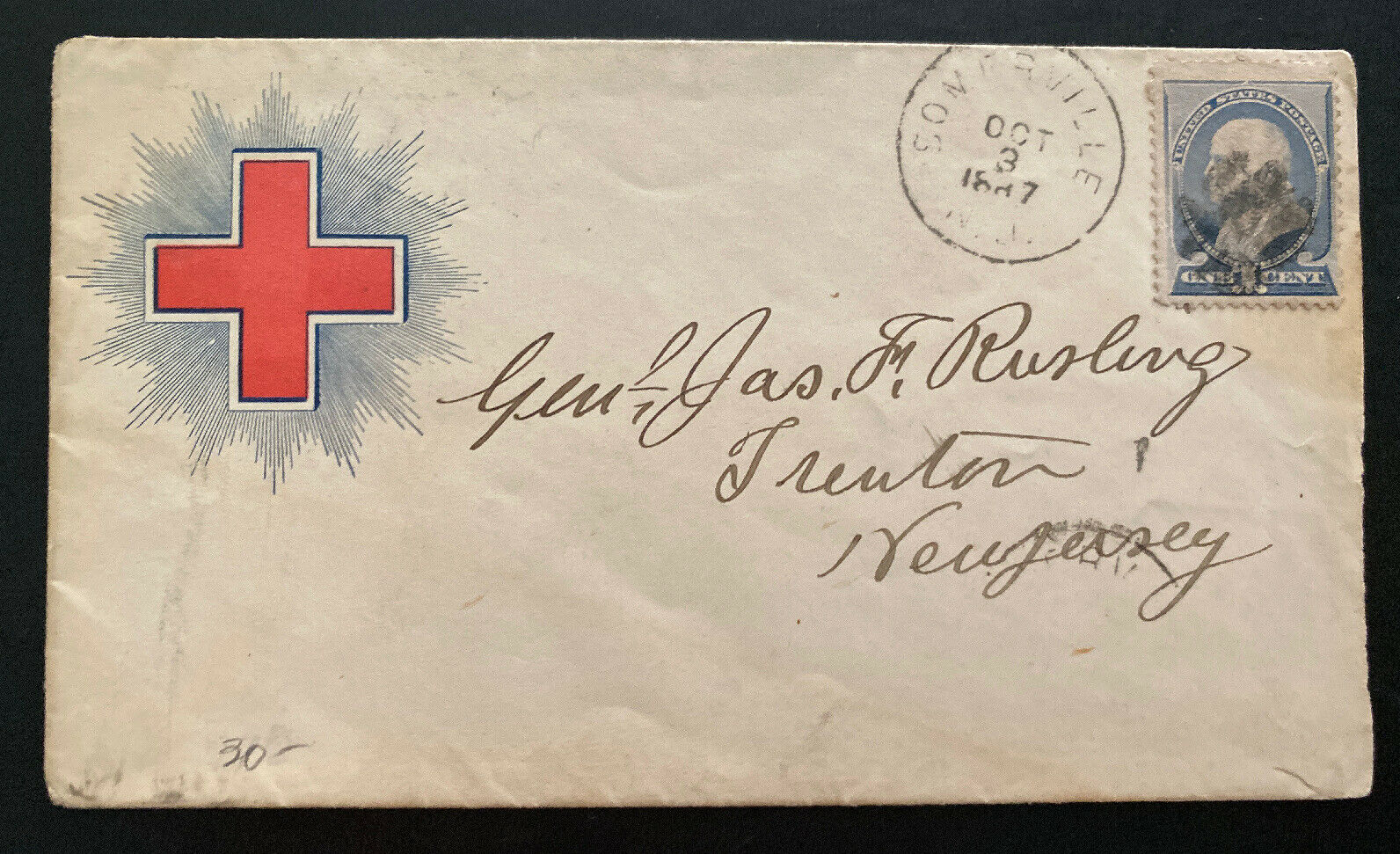 1887 Somerville NJ USA Red Cross Cover To Civil War General James ...