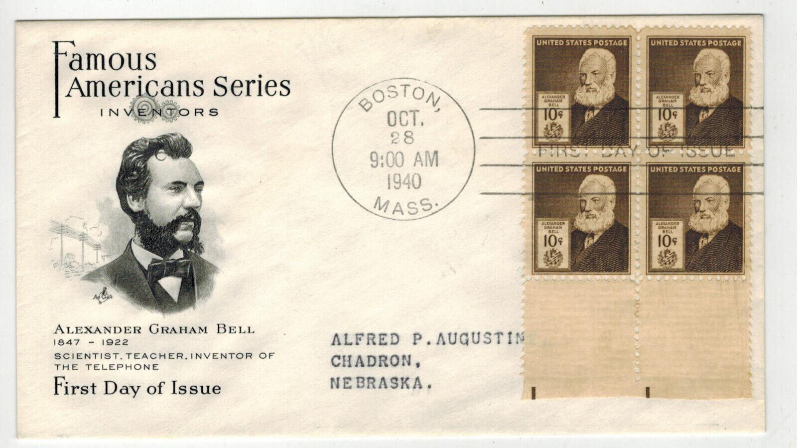 1940 Famous Americans Ioor Block of 4 Inventor 893 Alexander Graham ...