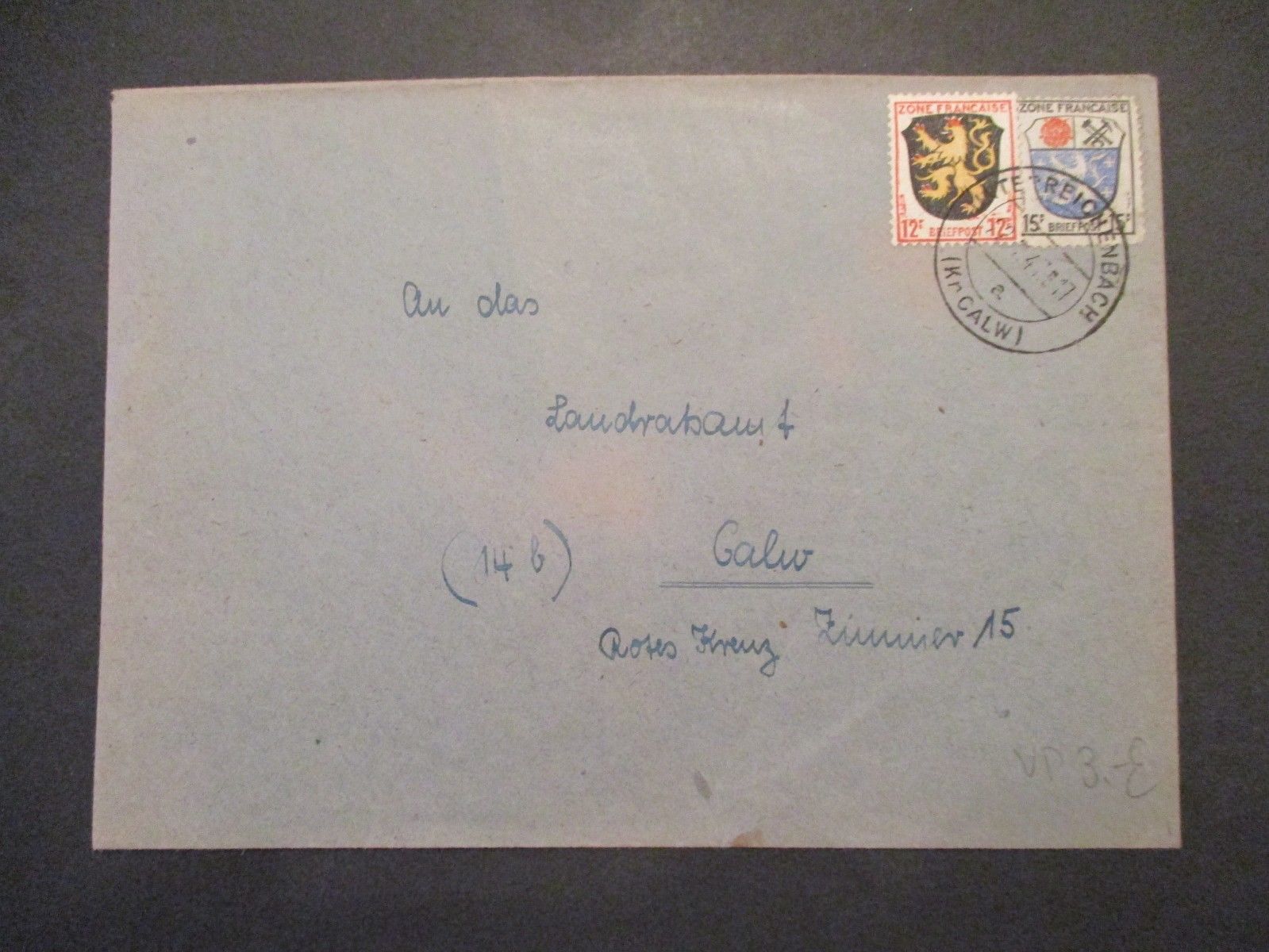1947 French Occupied Calw Germany Zone Francaise Cover | Europe ...