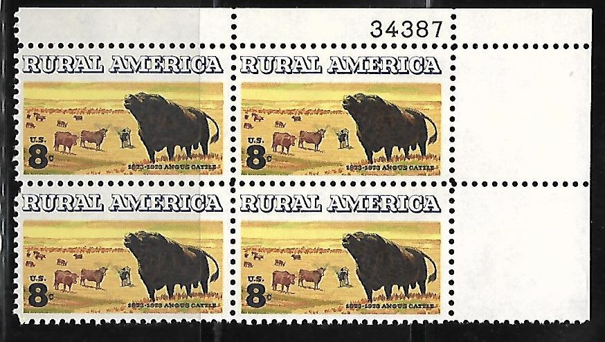#1504 8c Angus Cattle Upper Right PB #34387 F VF NH - DCV=$.80 | United ...