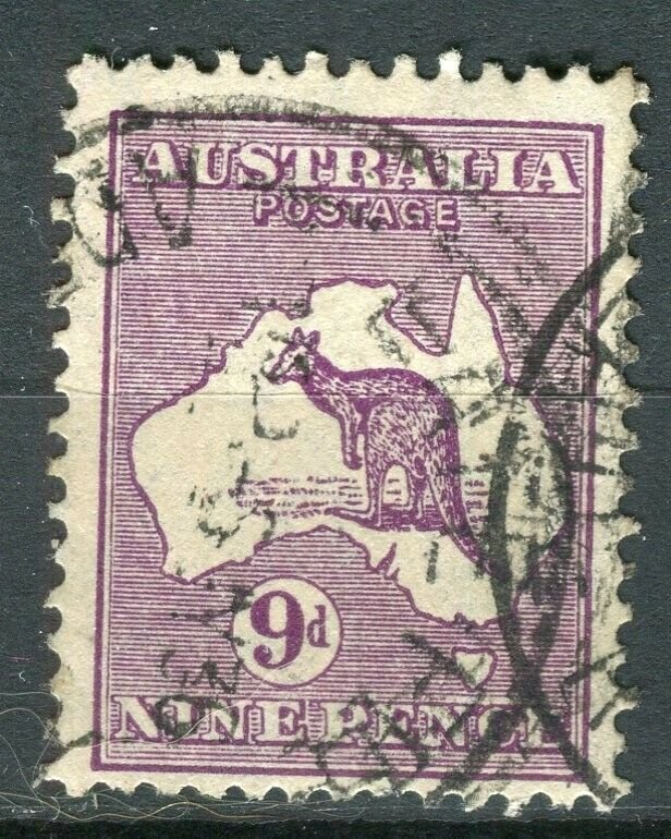 AUSTRALIA; 1929 early Roo issue fine used Shade of 9d. value ...