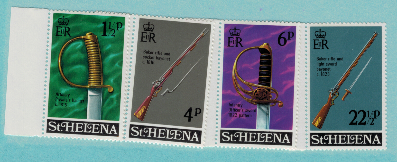 St. Helena Scott #263 To 266, Sword Hilts and Rifles, Military Issue ...