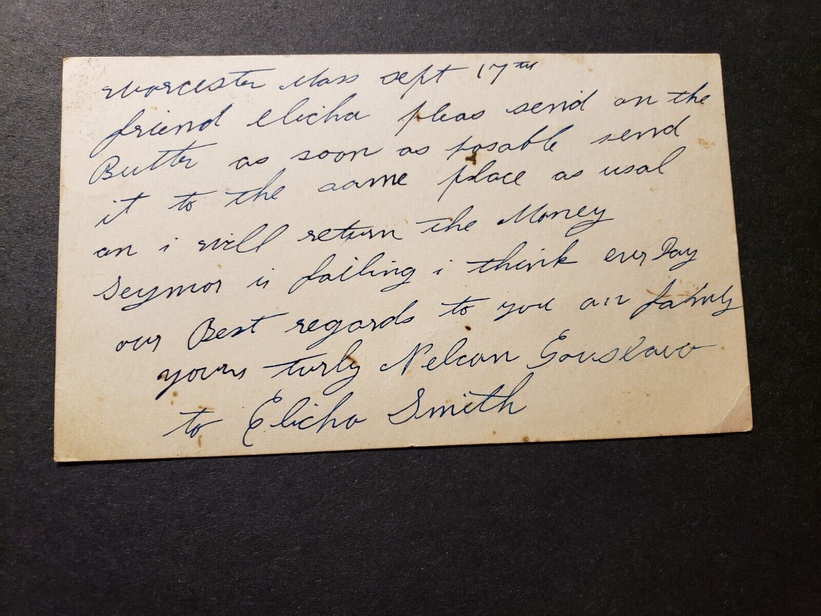 1887 WORCESTER, MASS Postal History Cover Postal Card w/ note | United ...