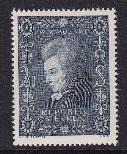 Austria #609 MNH 1956 Mozart | Europe - Austria, General Issue Stamp ...