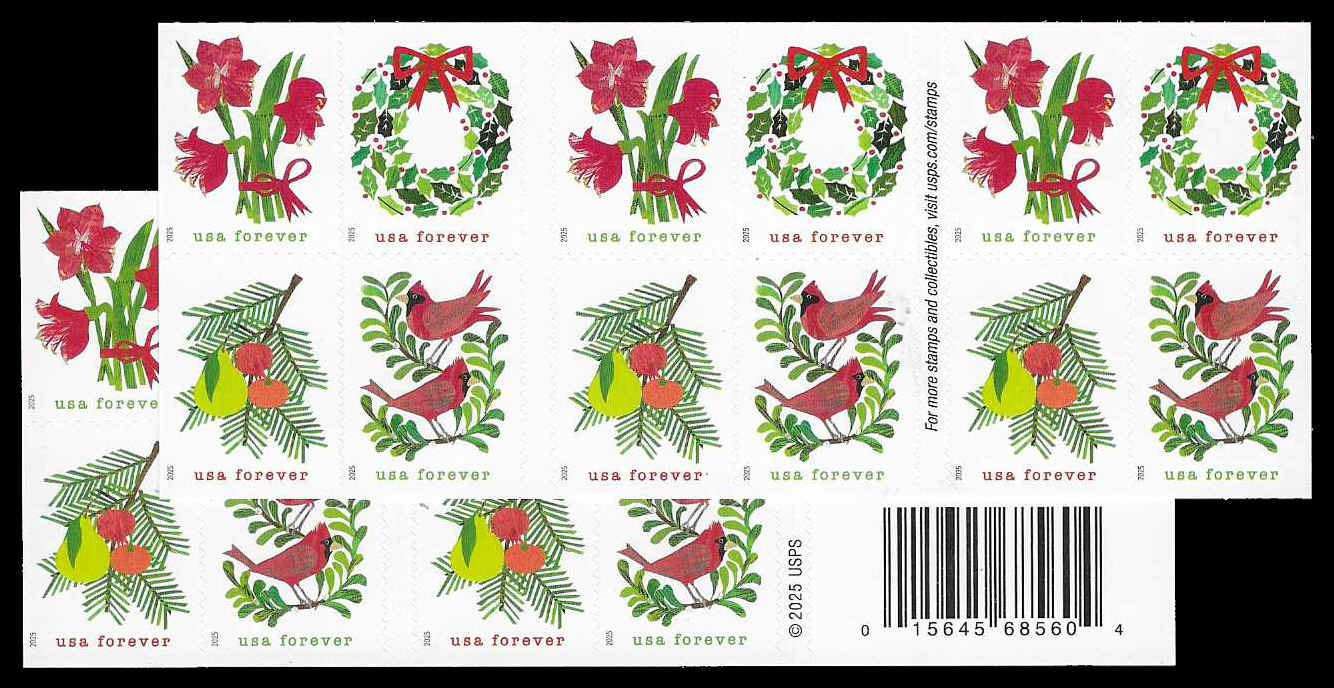 PCBstamps US #6033/6036b Bk Pane $15.60(4x5x{78c})Holiday Cheer, MNH ...