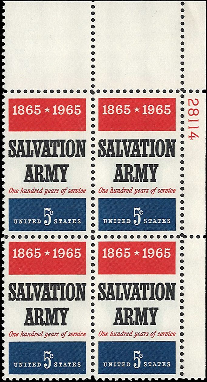 Scott # 1267 1965 5c red, blk & dp bl Emblem of Service, Salvation Army ...