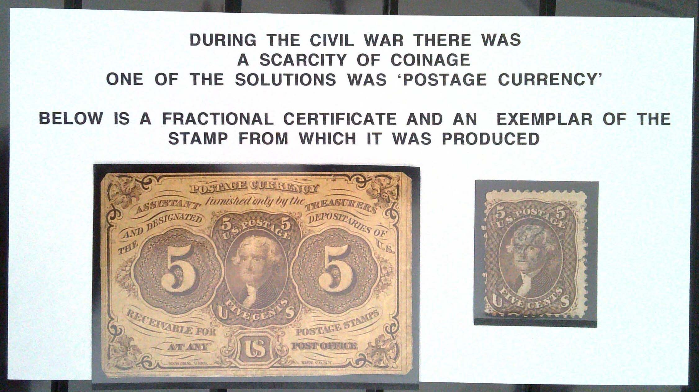 Scott#PC13 & 76 - 5c Bust of Jefferson on 5c Stamp - Postage Currency ...