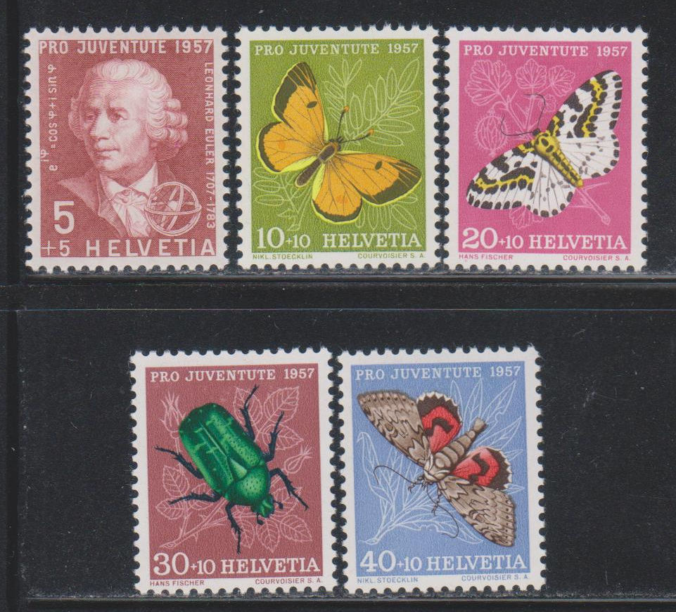 Switzerland, Euler & Insects (SC# B267-B271) MH | Europe - Switzerland ...