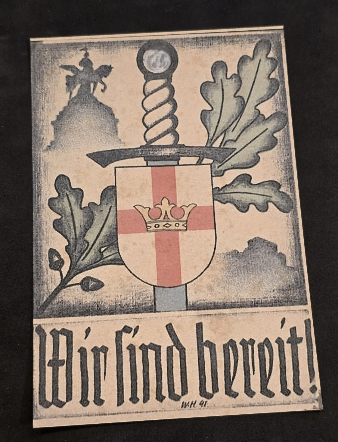 SWORD & SHIELD WWII WW2 Nazi German Third Reich Postcard w Adolf Hitler ...