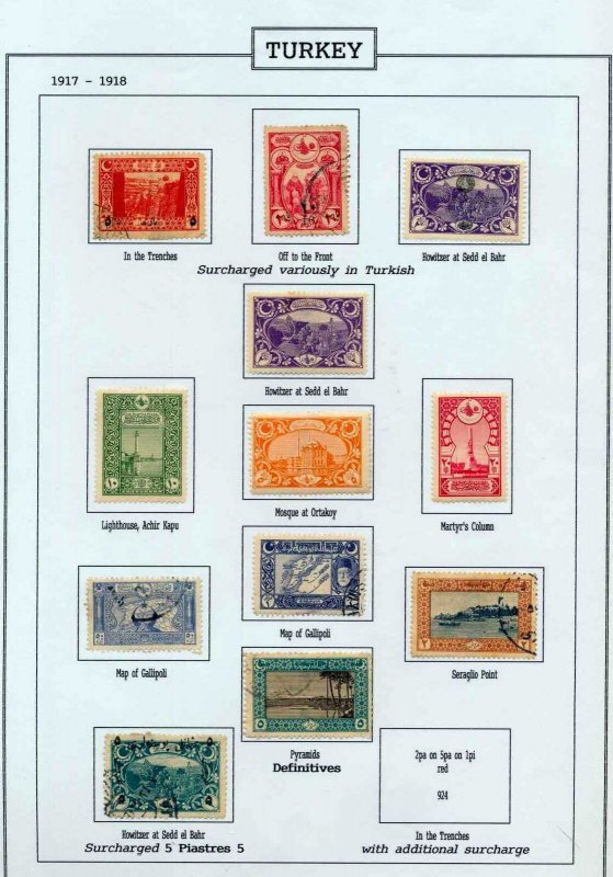 Turkey TURKIYE 1916/38 MH Unused Used Crescent Overprints Apx 110 ...