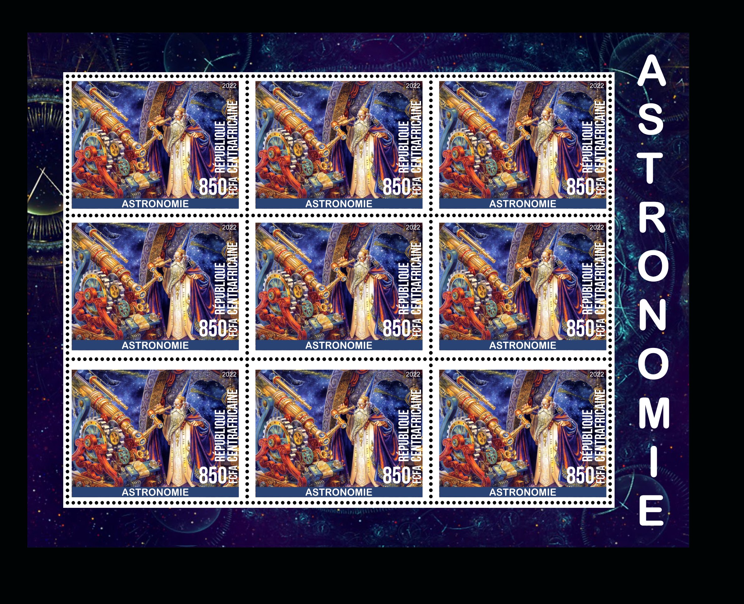 Stamps. Astronomy, Tsar 2022 year , sheet 9 stamps perforated | Africa ...