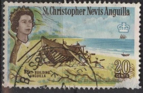Saint Kitts-Nevis 154 (used) 20c Mount Misery Crater, Eliz. II (1963 ...