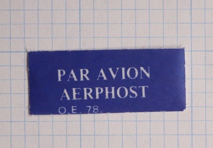 Airmail Etiquette label Mint Par Avion AERPHOST O.E.78 PO form Ireland ...