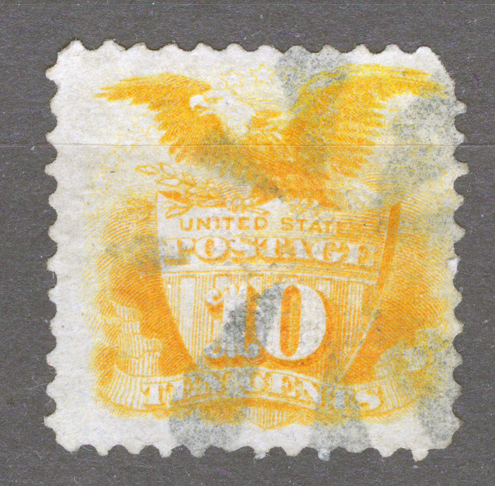 USA STAMP, 1869, Eagle and shield 10 ¢ - Orange, yellowish Orange, G ...