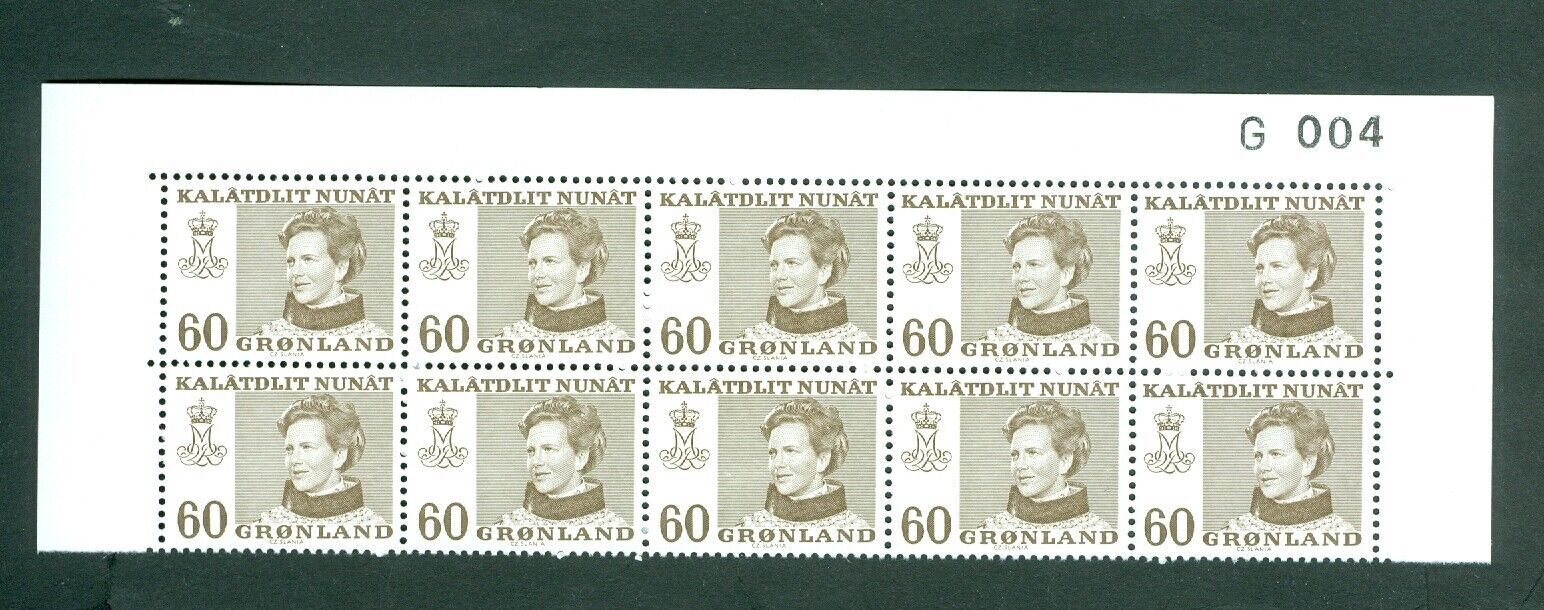 Greenland.1 Mnh 10-Plate Block 1973 # G 004. 60 Ore Queen. Sc # 88 ...