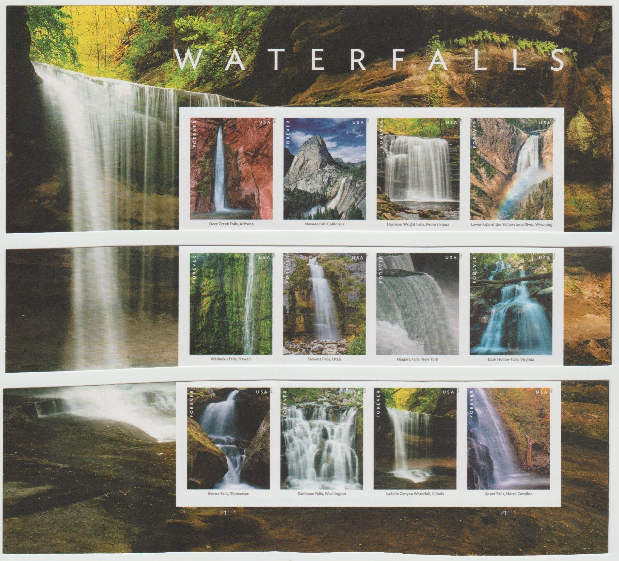 5800 (A-L), Set of 12 " NDC" stamps. " Waterfalls ", MNH, Forever ...