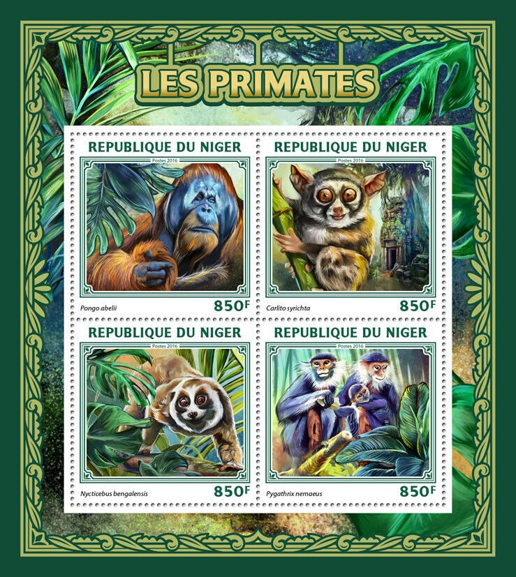 Wild Animals Primates Stamps Niger 2016 MNH Orangutans Tarsier Slow ...