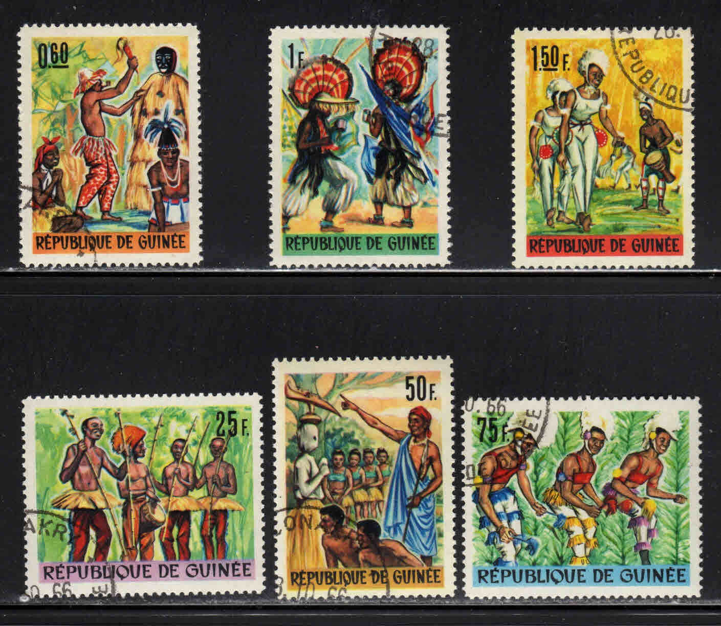 Guinea #436-41 ~ Cplt Set of 6 ~ Dancers ~ Used (1966) | Africa ...