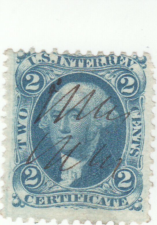 Scott # R7c - Revenue stamp - 2c Certificate, blue - Used - SCV $32.50 ...