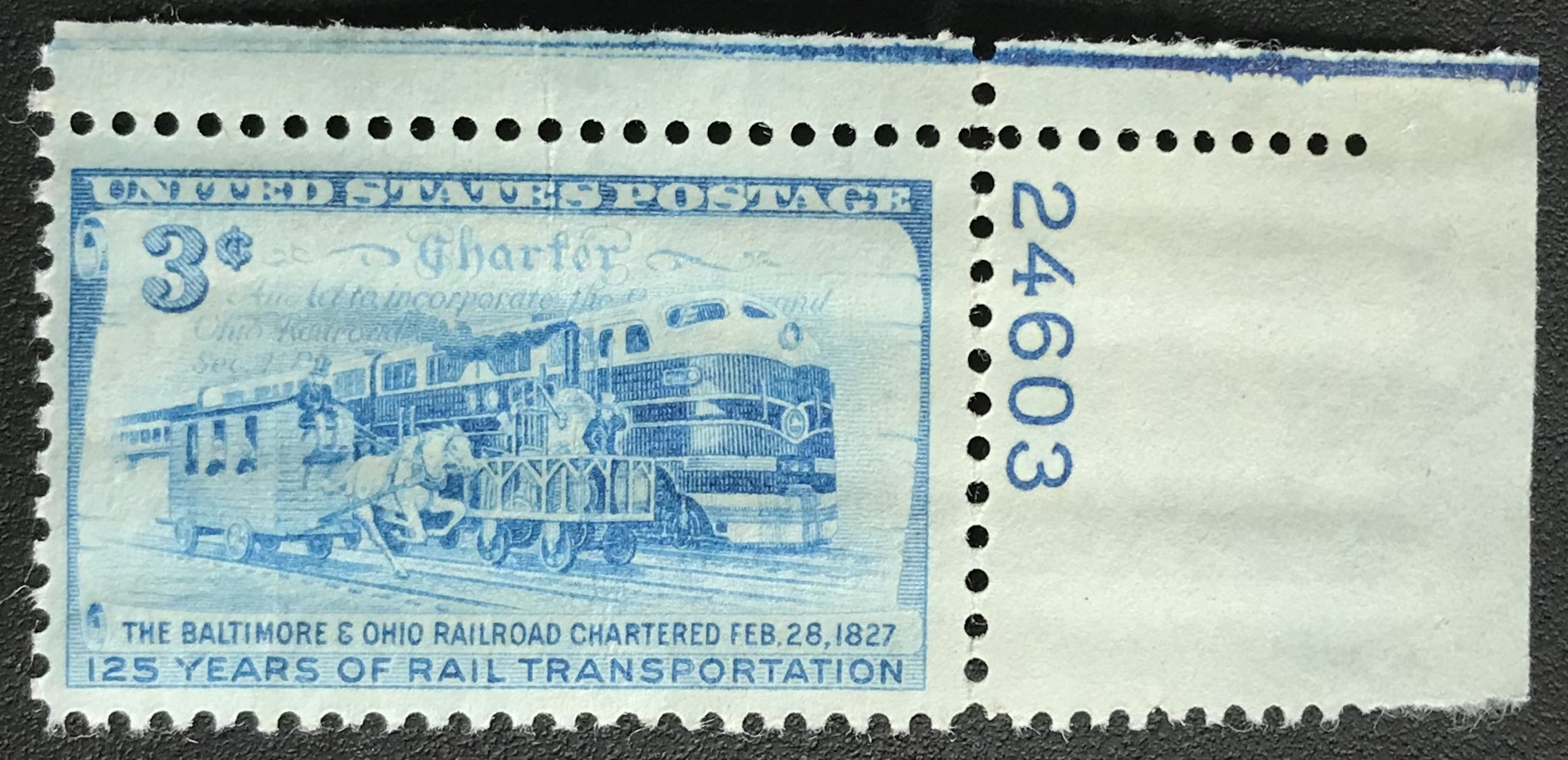 US #1006 MNH PN Single Folded Wrinkle B & O Railroad SCV $.25 | United ...