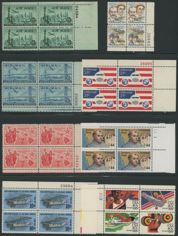 USA - Respectable Mint nh Airmail Plate Block Collection - 44 in total ...