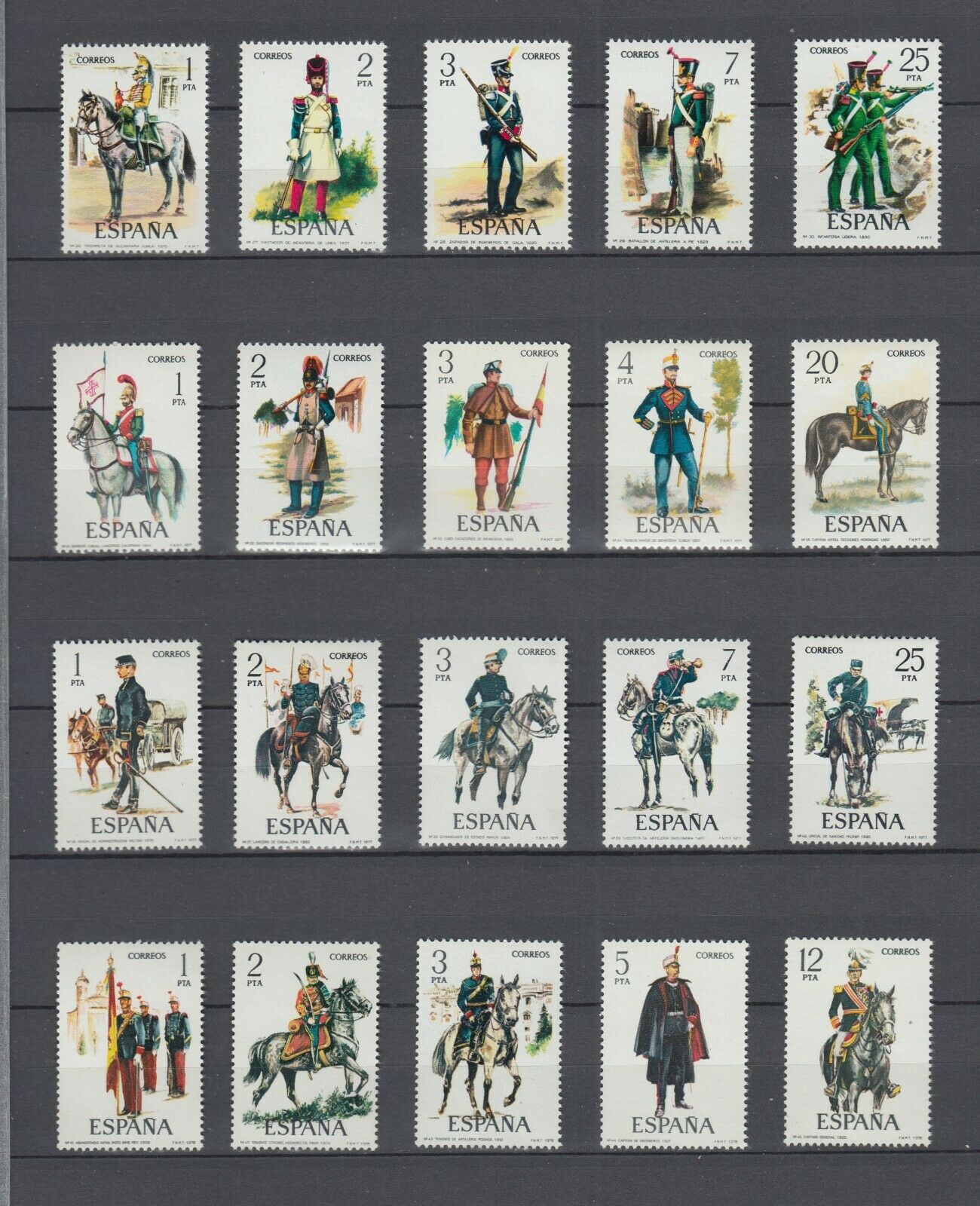 SPAIN Full Collection Military Suits / Uniformes Militares MNH Luxe (9 ...