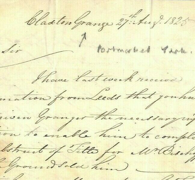 GB Yorkshire *CLAXTON GRANGE* Letter 1825 York CDS Cover EL {samwells ...
