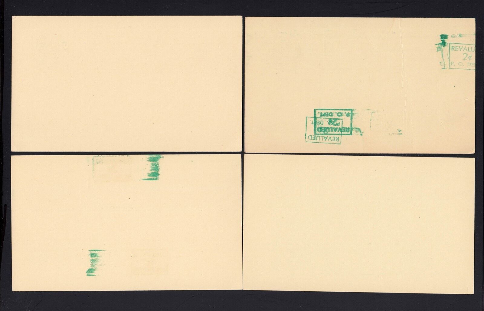 UX39 (4) Mint Postal Cards, MULTIPLE Surcharges Front/Back Group #3 ...