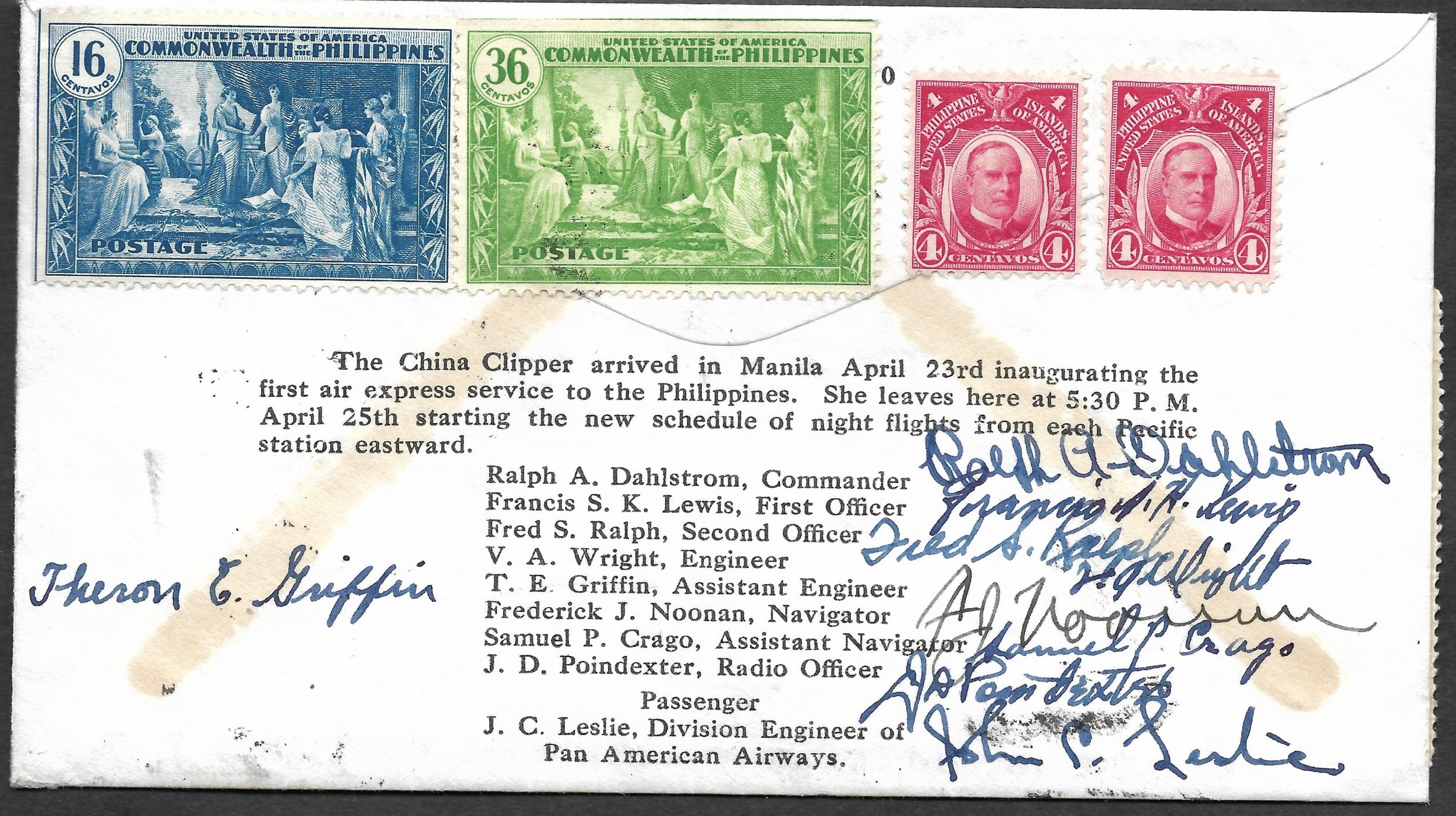 Doyle's_Stamps: China Clipper Cover w/A. Earhart Navigator F. Noonan's ...