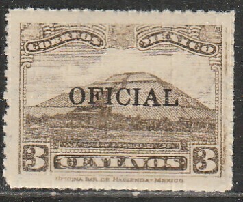 Mexico O212, 3¢ Official, Pyramid of the SUN. Unused, H OG VF ...