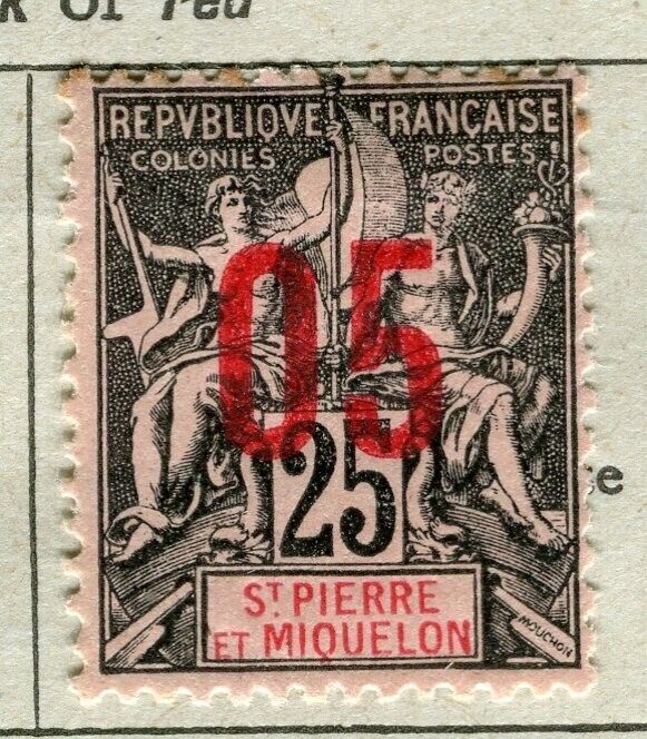 FRENCH COLONIES; 1912 early Tablet type surcharged mint 05/25c. value ...