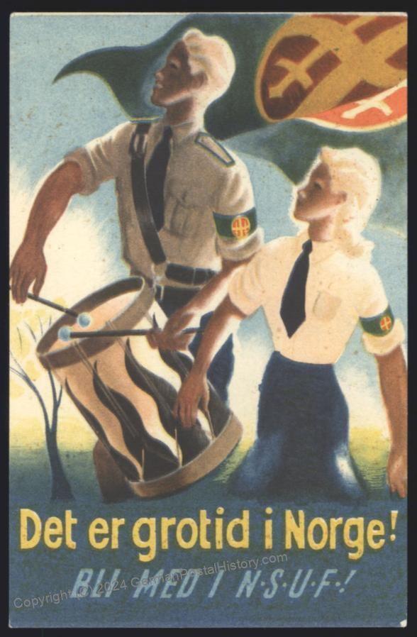 3rd Reich Germany Norway Nazi Party HJ BDM Propaganda Card UNUSED ...
