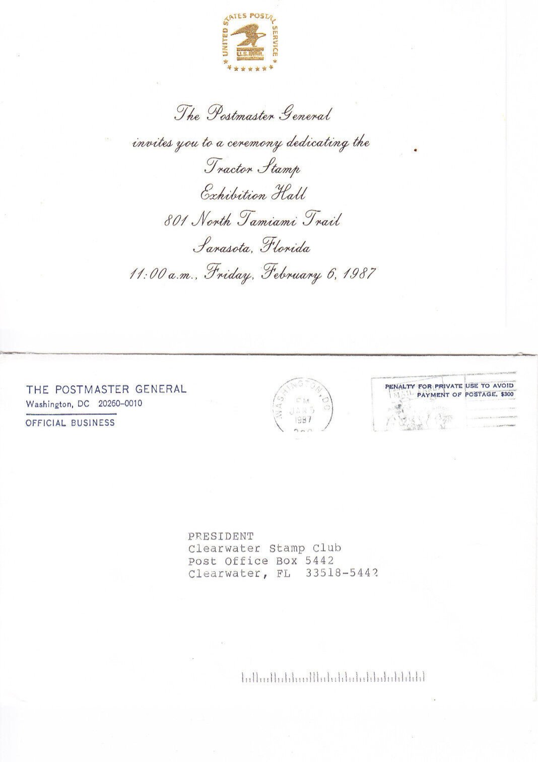 USPS 1st Day Ceremony Invitation #2127B 7.1c Tractor 1920s with ...