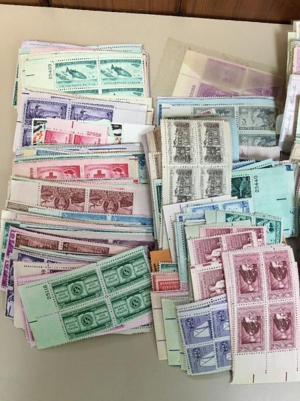 1,000 3¢ Plate Blocks MINT STAMPS Nice ASSORTMENT With DUPLICATION ...