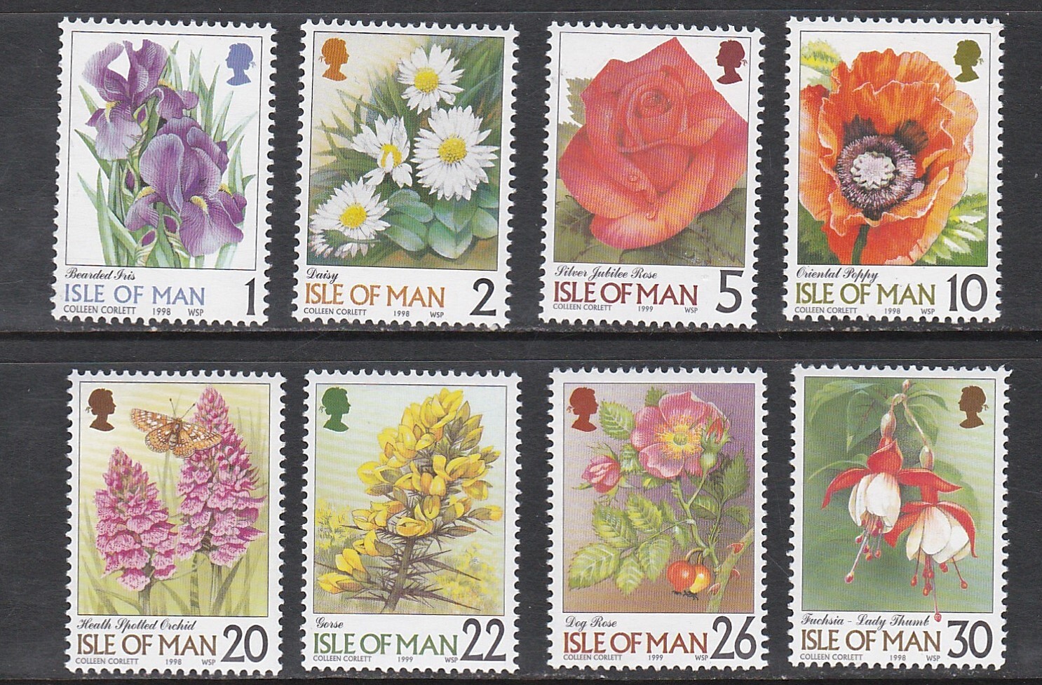 Isle of Man # 794-801, Flowers, Mint NH, 1/2 Cat. | Great Britain ...