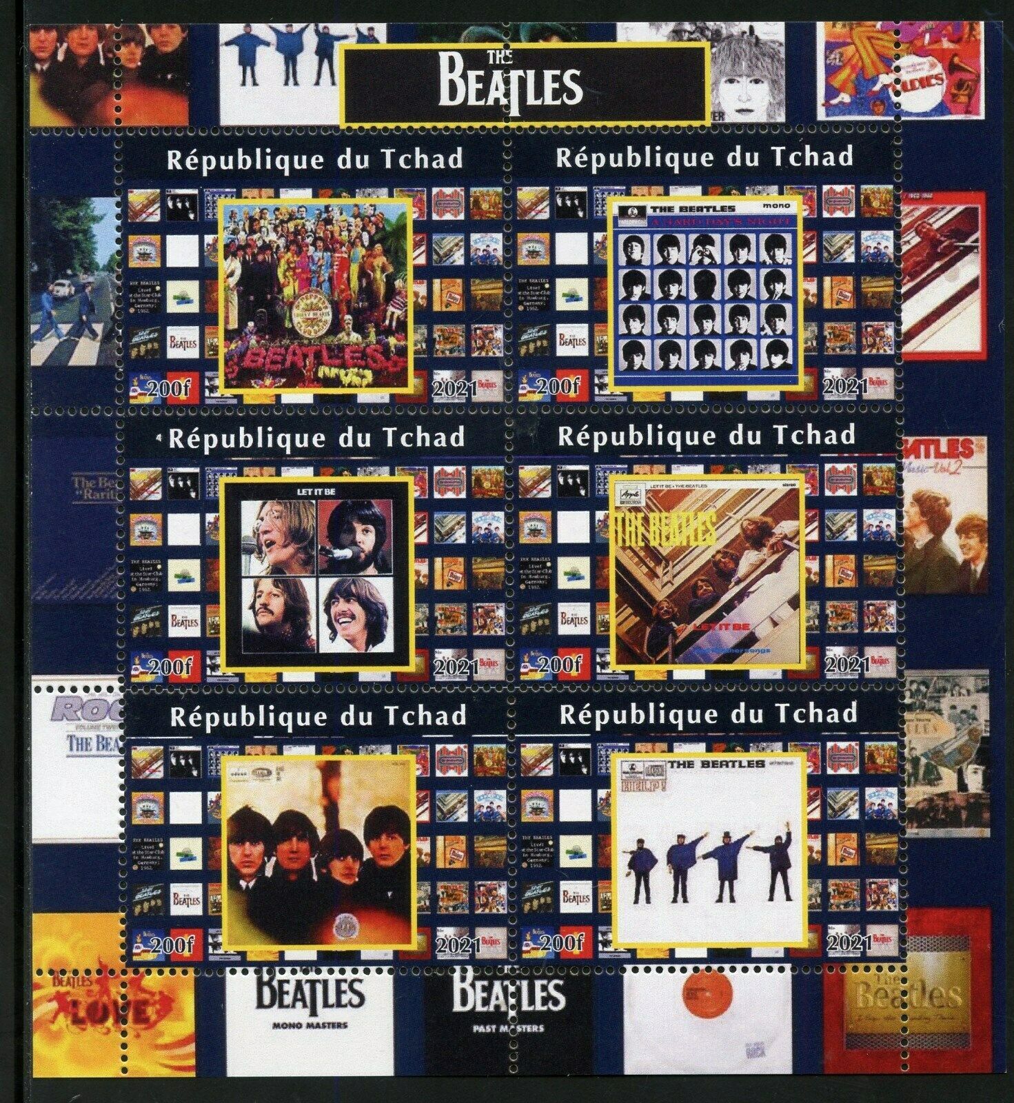 Chad 2021 the Beatles Record Album Covers SET of TWO Sheets Mint NH ...
