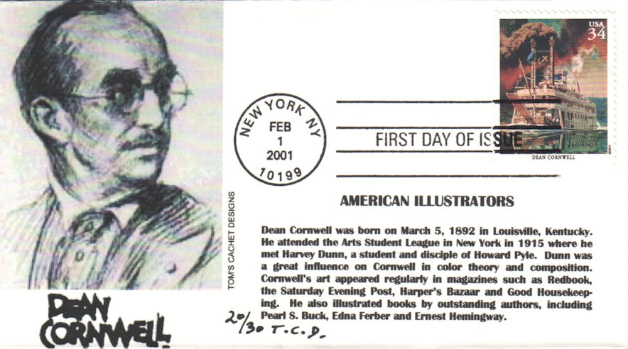 #3502j Dean Cornwell Tom's FDC | United States, General Issue Stamp ...