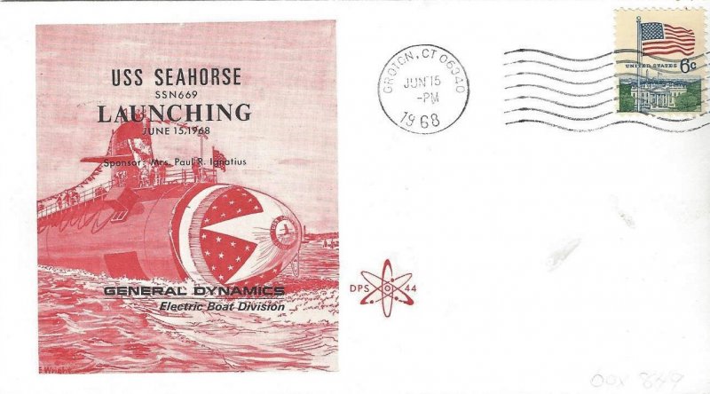 US Navy Cover USS Seahorse SSN 669 1968 Launching | United States ...