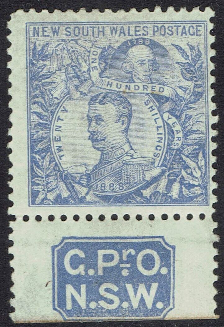 New South Wales 1890 Carrington 20/- With Monogram WMK 20/- NSW in ...