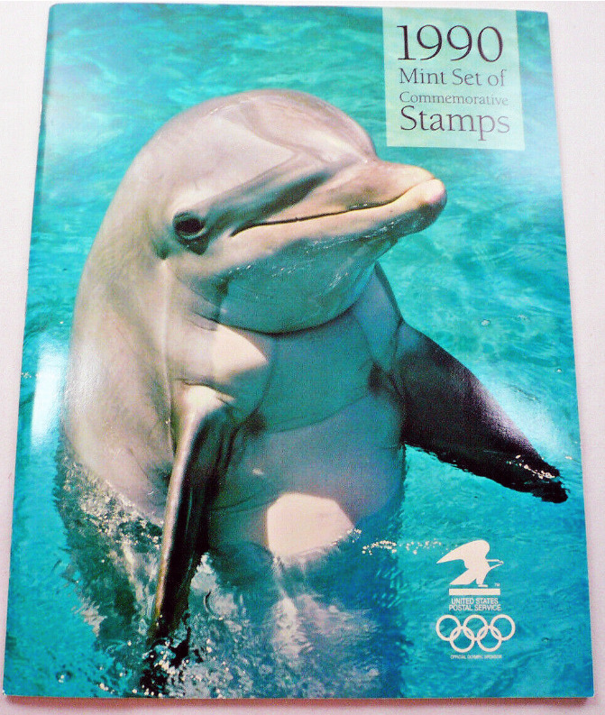 1990 Commemorative USPS Mint Year Set Hingeless Mounted Stamps in Album ...