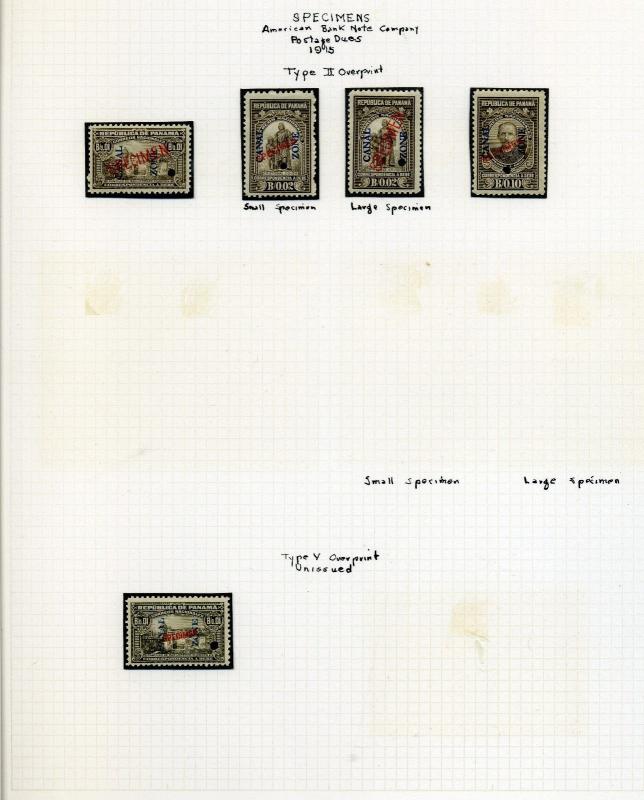 Canal Zone Collection of 69 Specimen Overprint Stamps on Gibbs Pages ...