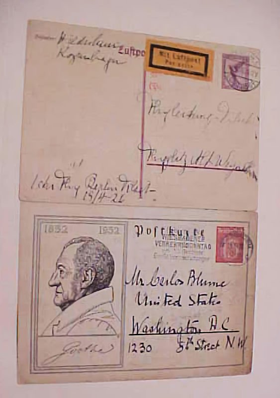 German Postal Cards 15p Airmail 1926 April 19 Berlin Also 1932 ...