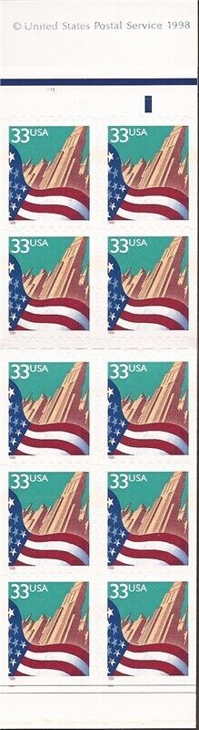 US Stamp - 1999 Flag and City - Booklet of 20 Stamps - Scott #BK276 ...